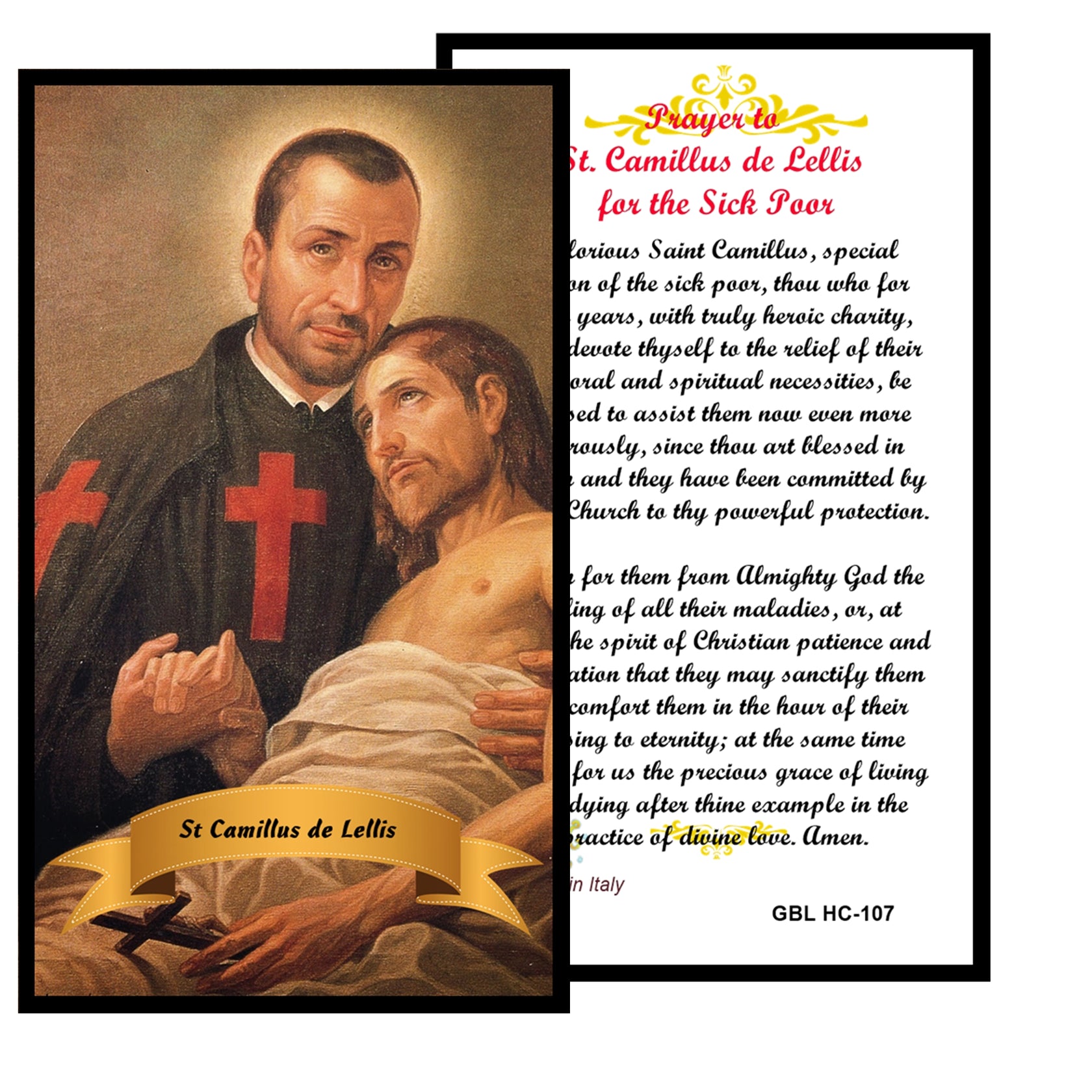 St Camillus of Lellis Blessed By His Holiness Laminated Holy Card ...